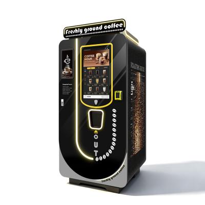 China Haloo freshly ground coffee vending machine with 27 inch touchscreen and Automatic cup droppingand capping system for sale