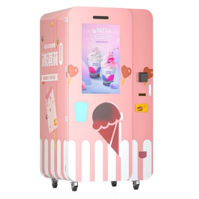 China Quick Making Automatic Soft Ice Cream Vending Machine With Attractive LED Colorful Lights And LED Light Box for sale