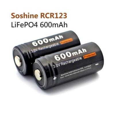 China LiFePO4 RCR123 Battery Protected: 600mAh 3.2V for sale