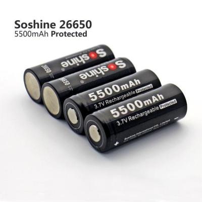 China Soshine Li-ion 26650 Protected Battery: 5500mAh 3.7V for sale