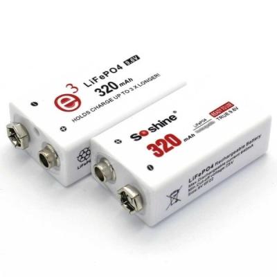 China Soshine 9V LiFePO4 Rechargeable Battery:320mAh 9.6V for sale