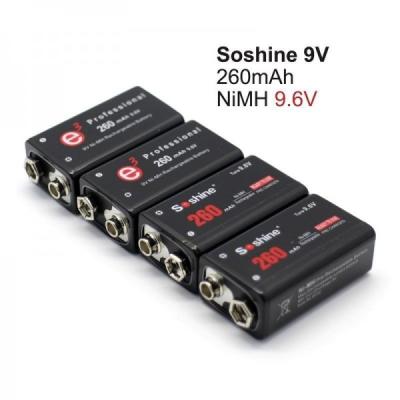 China Soshine 9V 6F22 Ni-MH Rechargeable Battery:260mAh 9.6V for sale