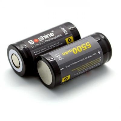 China Soshine NCR 32650 5500mAh 15A 3.7v Rechargeable Flat Top Batteries-Black for sale