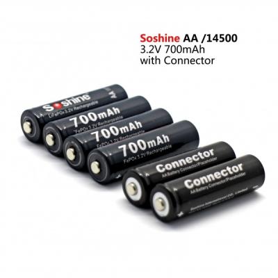China Soshine AA /14500 LiFePO4 Battery: 700mAh 3.2V for sale