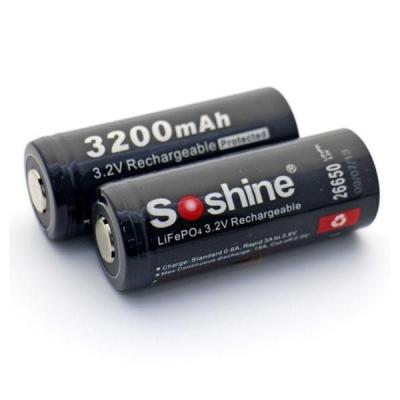 China Soshine LiFePO4 26650 Protected Battery: 3200mAh 3.2V for sale