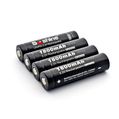 China Soshine 18650 LiFePO4 3.2V Protected Battery :1800mAh for sale