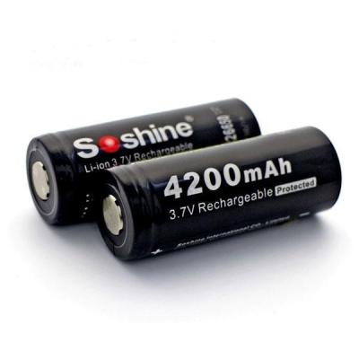 China Soshine Li-ion 26650 Protected Battery: 4200mAh 3.7V for sale