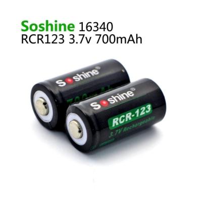 China Soshine Li-ion RCR123/16340 Battery: 700mAh 3.7V for sale