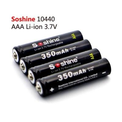 China Soshine 10440(AAA size) Battery:350mAh 3.7V for sale