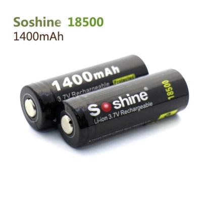 China Soshine Li-ion 18500 Protected Battery1400mAh 3.7V for sale
