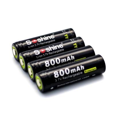 China Soshine Battery 3.7v 800mAh 4  Li-ion 14500/AA Protected for sale