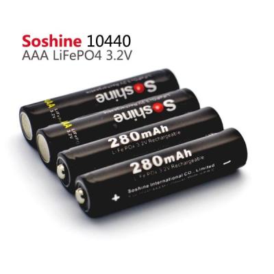 China Soshine AAA /10440 LiFePO4 Battery: 280mAh 3.2V for sale
