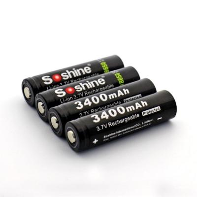 China Soshine Li-ion 18650 Protected Battery3400mAh 3.7V for sale
