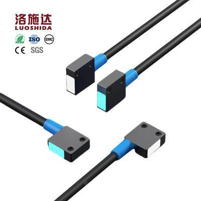 China LUOSHIDA Q14 Mini Square Diffuse Photoelectric Sensor, Adjustable 10-130mm Range, Visible Laser / Infrared Optional, NPN PNP NO NC, IP65 Aluminum Alloy, Standalone Without Amplifier for sale