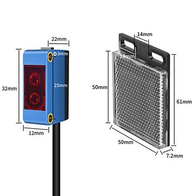 China Square Flush Mounting Photoelectric Sensor NPN/PNP Output Diffuse Reflection Counter-Reflective Mirror for sale