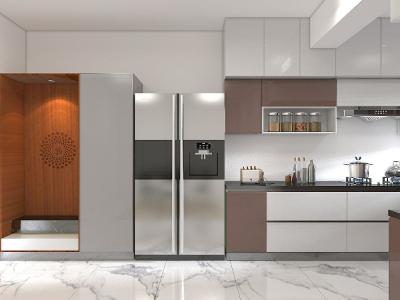 Cina La L modella gli armadi da cucina modulari di 5M High Glossy Finish con il Governo di parete e del ripiano in vendita