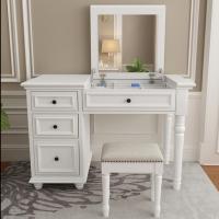 China Solid Wood Makeup Cabinet Table E1 Grade High Glossy  18mm Top Thickness for sale