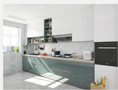 Cina Gli armadi da cucina su misura verdi di lusso L modellano su con la cima di pietra in vendita