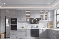 China American Solid Wood Kitchen Cabinets 750mm Height Light Gray L Shape for sale