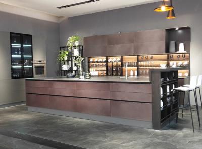 Cina armadi da cucina modulari moderni di 8.5m Brown 304 insiemi di acciaio inossidabile di Brown in vendita