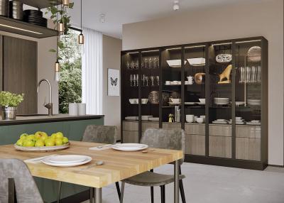 Cina Rivestimento del laminato di lucentezza della fattoria di HPDL 18mm alto della cucina dei Governi moderni di Brown in vendita
