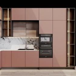 Cina HPDL 200mm blu e PVC rosa degli armadi da cucina dell'isola del PVC modulare in vendita