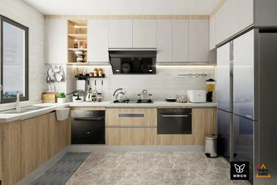 China Sportello modulare moderno del rullo degli armadi da cucina dell'arenaria bianca con gli scaffali for sale