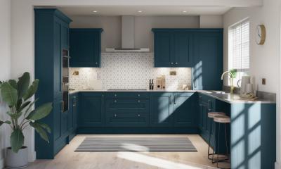 Cina isola Antivari di 5M U Shape Modern Modular Grey Color Kitchen Design With ed insieme della dispensa in vendita