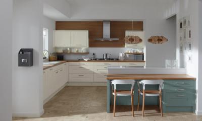 Cina isola Antivari di 5M U Shape Modern Modular Grey Color Kitchen Design With ed insieme della dispensa in vendita