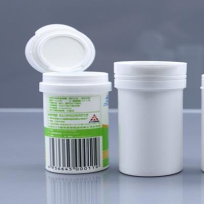 China Medicine Packaging 48mm Glucose Test Strip Container with Desiccant Cover and Flip Cap for sale