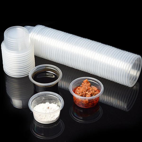 Quality Disposable Take Away Sauce Cups Tasting Drinking Thickened Clear Plastic Cup for sale