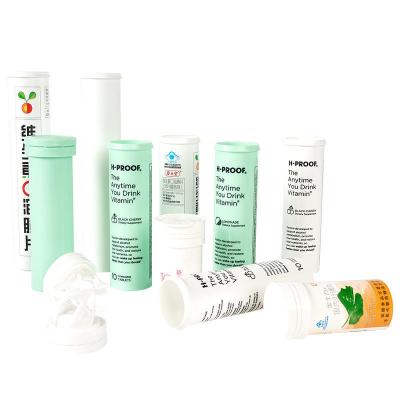 China Customized Logo Small Capacity White Plastic Vitamin C Medicine Pill Bottle With PP Cap for sale