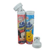 China Custom Printed Childproof Plastic Tubes for Long White Effervescent Tablet Packaging for sale