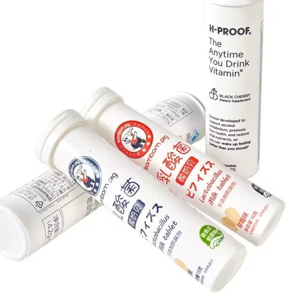 Quality Effervescent Tablets Bottle with Flip Cap White Custom Made Vitamin Plastic Packaging for sale