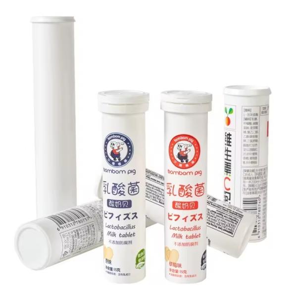 Quality Empty White Straight Packaging Candy Tube for Vitamin C Pills and Effervescent Tablets for sale