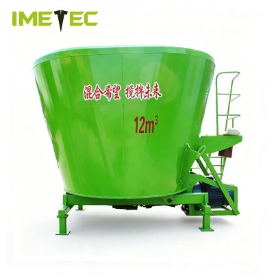 China Single Auger Vertical Stationary TMR Feed Mixer Cart Tungsten Carbide Coated Blade ODM for sale