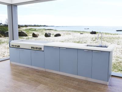 China Silver Island Kitchen Cabinets Easy To Clean and Maximize Your Kitchen Space for sale