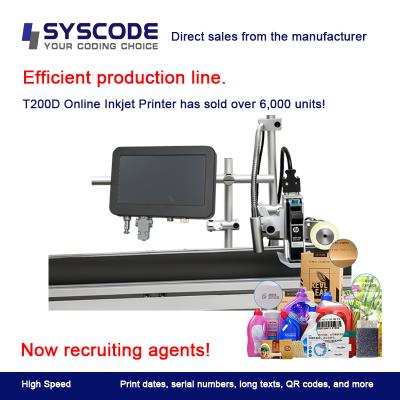 中国 Syscode T200 産業用 TIJ プリンター | 食品/医薬品/電子機器向け 600dpi 高解像度 販売のため