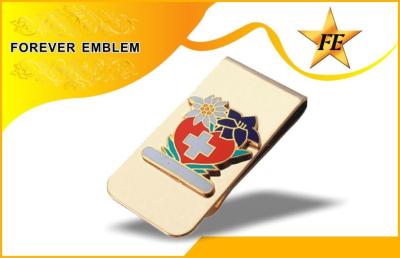 Cina Stampa offset engravable dei fermasoldi del metallo di promozione placcata oro in vendita