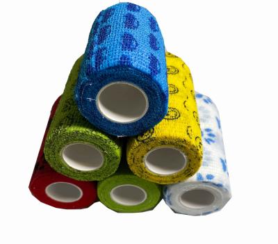 China Veterinary use pet hospital 2.5cm 5cm 7.5cm 10cm colourful pet adhesive bandages for sale