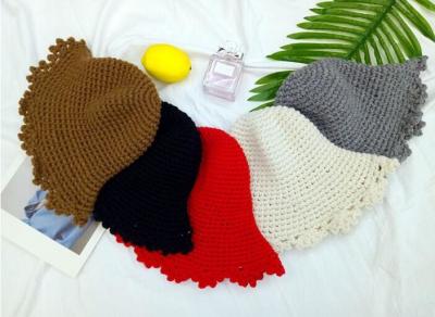 China Korea new casual fashion lace basin hat Korean handmade knitted hat female autumn and winter folding fisherman hat for sale