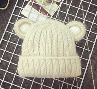 China Children's hat new autumn and winter cute ear wool cap baby hat thick warm knitted hat for sale