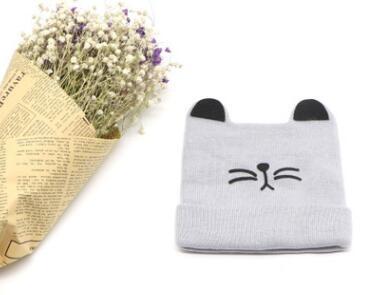 China Meow pattern knitted hat newborn hat Korea new baby eaves hat autumn and winter section curling caps for sale