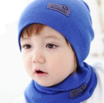 China New men and women baby small leather standard solid color hat + scarf Europe hat 0-12 months children's hat for sale