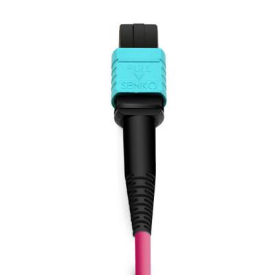 Cina la femmina di 7m (23ft) MPO 4 al cavo dello sblocco della fibra mista del duplex OM4 50/125 di LC UPC, 8 fibre scrive la B a macchina, l'elite, LSZH, Aqua/Vi in vendita