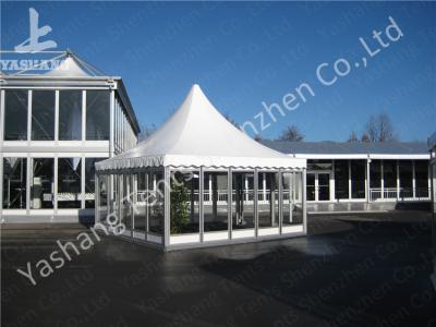 China Transparent Glass Wall High Peak Tents , Aluminium Pagoda Wedding Marquee for sale