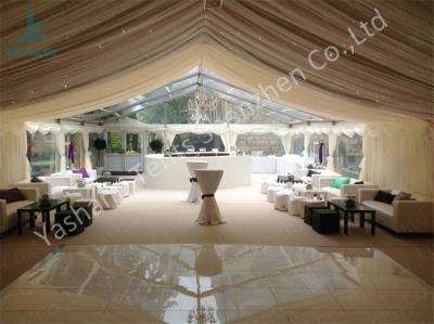 China Beautiful Lining Decoration Clear Top Fabric Tent Grassland Wedding Party Marquee for sale