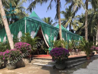 China Green PVC Fabric Cover Anodized Aluminum Framed High Peak Tent for sale