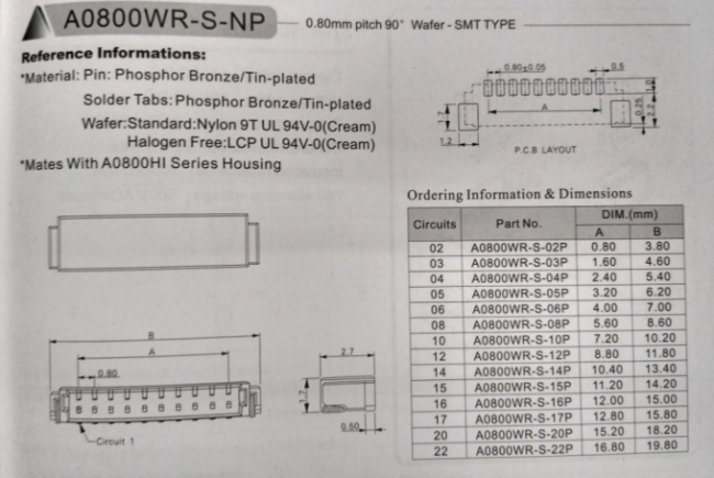 Verbindungsstück des 0.8mm Neigung Isolierungs-Verschiebungs-Verbindungsstücks SUR für AWG32#