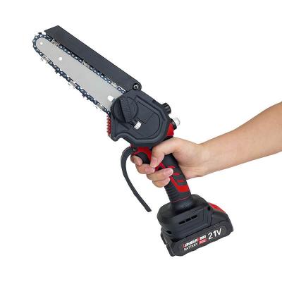 China Portable 21v Cordless Electric Chain Saw 6"/8" Inch Mini Lithium Battery Rechargeable Chainsaw for sale